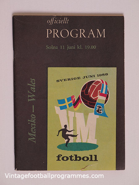 1958 World Cup Programme, Mexico Vs Wales football programme for sale